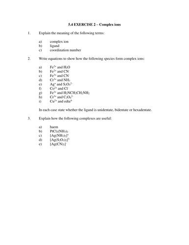 15.2 Complex Ions; tranition metals by gavinterry24 - Teaching ...