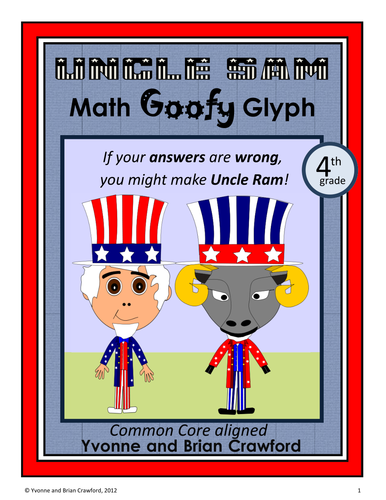 USA Math Goofy Glyph (4th Grade Common Core) | Teaching Resources