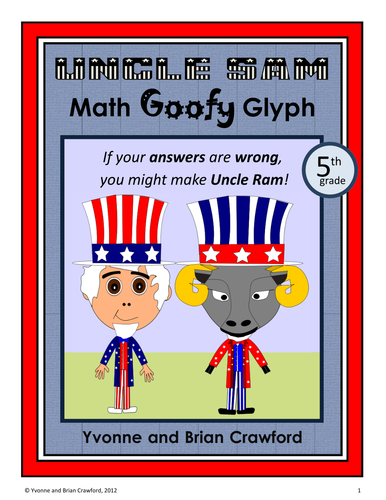 USA Math Goofy Glyph (5th Grade Common Core) | Teaching Resources