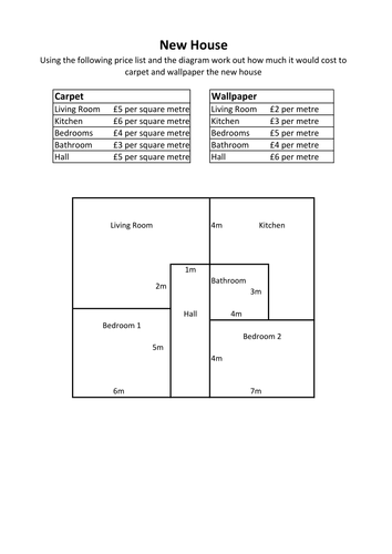 Perimeter / Area - New house by laurajanetutoring - Teaching Resources ...