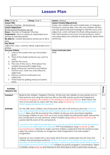 Alan Peat 2A sentence - Tadpole's Promise | Teaching Resources