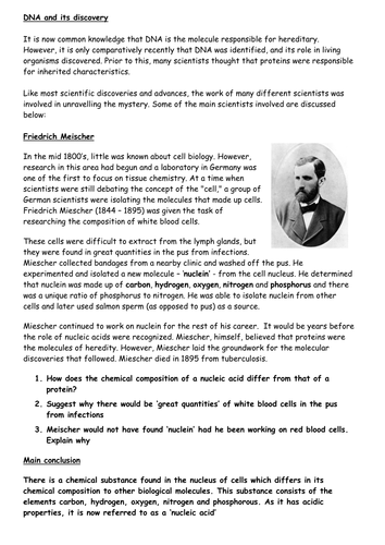The discovery of DNA | Teaching Resources