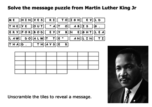 Solve the message puzzle from Martin Luther King Jr | Teaching Resources