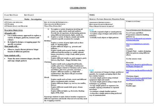 CELEBRATIONS _MATHS_INVESTIGATION_KS2_SCHEME OF WORK_SEN | Teaching ...
