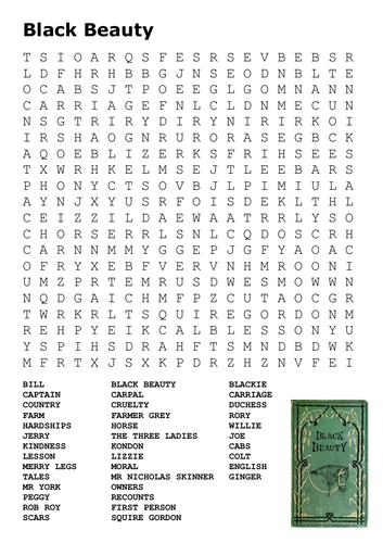 Black Beauty Word Search | Teaching Resources