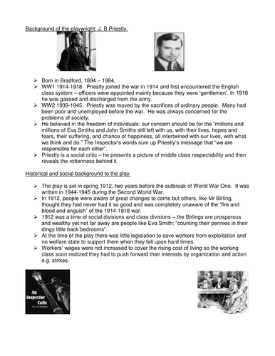 'An Inspector Calls' booklet: detailed context, character quotes, notes ...