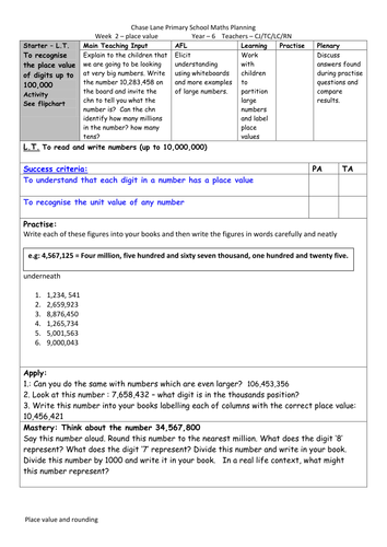 Year 6 Week 2 Place Value And Rounding Teaching Resources