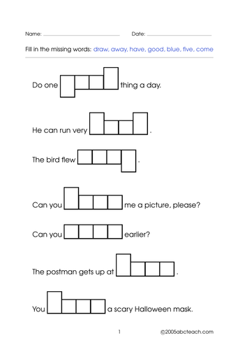 Word Shape Worksheet