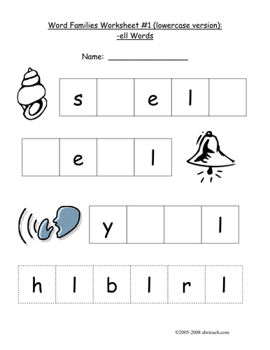 Worksheet: -ELL Word Family | Teaching Resources Worksheet: -ELL Word Family | Teaching Resources