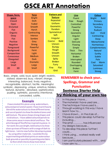 GCSE Art Analysis and Annotation guide sheets by RND86 | Teaching Resources GCSE Art Analysis and Annotation guide sheets by RND86 | Teaching Resources