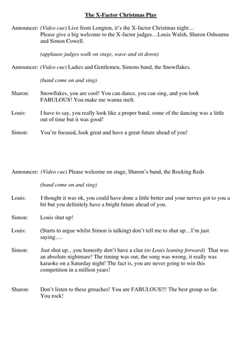 X-Factor Playscript by dave_orritt - Teaching Resources - Tes