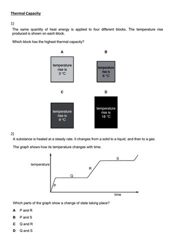 IGCSE Physics - Thermal Capacity by DominicBourn1 - Teaching Resources ...