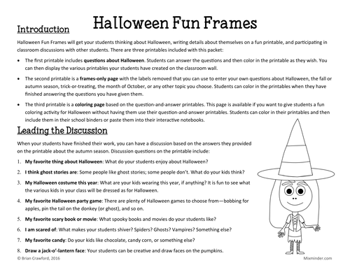 Halloween Fun Frames Writing Activity | Teaching Resources