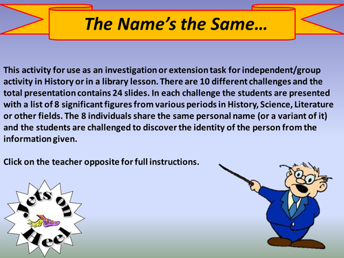 The Name is the Same! | Teaching Resources