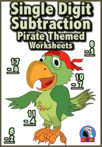 Single Digit Subtraction - Pirate Themed - Vertical | Teaching Resources