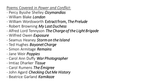 New AQA GCSE 'Power and Conflict Poetry' Quotes and Pictures | Teaching ...