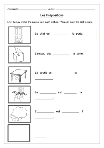 FRENCH - Les Prépositions - Où est...? et Où sont...? - Worksheets ...