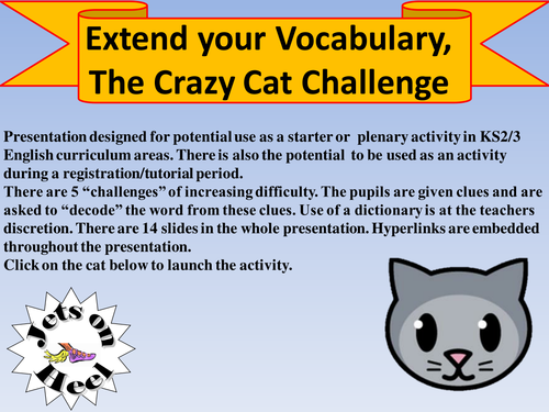Extend your Vocabulary ~ The Crazy Cat Challenge | Teaching Resources