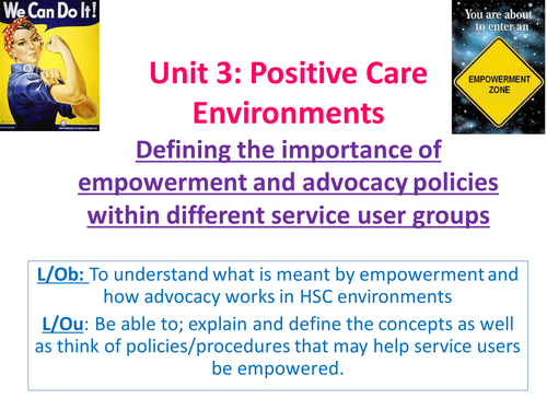 EdExcel AS Health & Social Care- Unit 3- Positive Care Environments ...