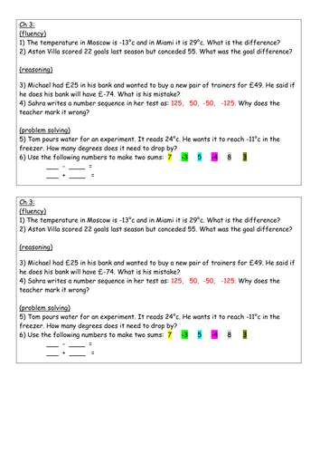 Year 6 lesson on negative numbers | Teaching Resources