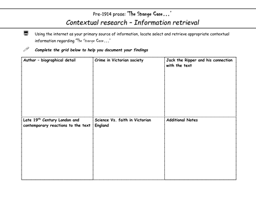 The Strange Case of Dr Jekyll and Mr Hyde | Teaching Resources