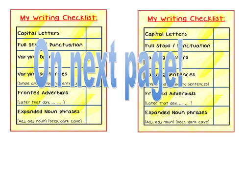 Writing Checklist | Teaching Resources