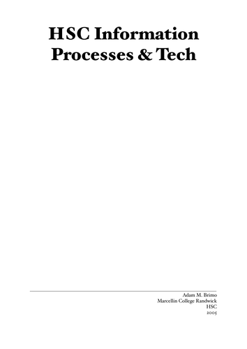 HSC Information Process and Technology IPT Notes | Teaching Resources