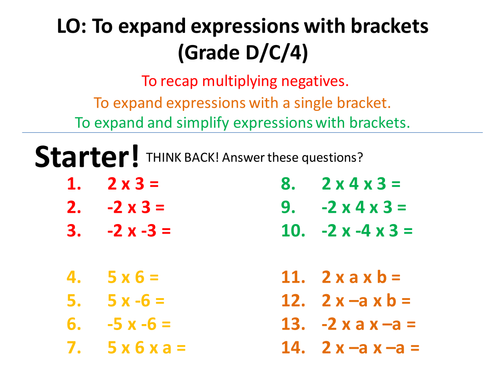 Expanding and Factorising! (Single and double brackets, Linear and ... Expanding and Factorising! (Single and double brackets, Linear and ...