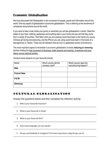 Economic Globalisation | Teaching Resources