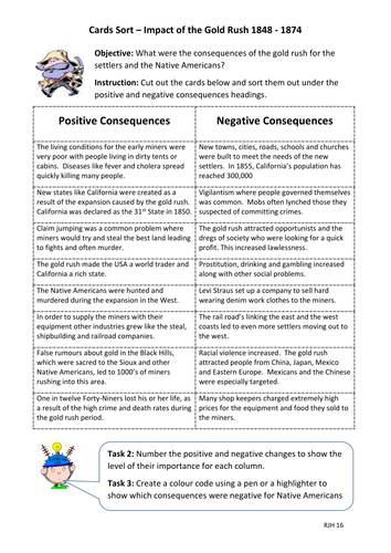 Card Sort: What impact did the Gold Rush have on the American West ...