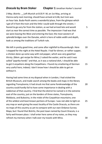 AQA new spec English Lang paper 1 Dracula | Teaching Resources
