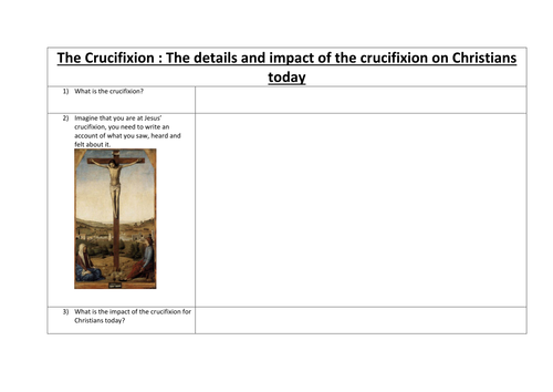 The Crucifixion of Christ worksheet | Teaching Resources