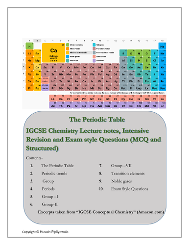 IGCSE Chemistry Periodic Table Chapter Notes, Examples and Exam style ... IGCSE Chemistry Periodic Table Chapter Notes, Examples and Exam style ...