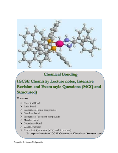 IGCSE Chemistry Chemical Bonding Chapter Notes and Exam Style Questions ...