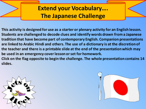 Extend your Vocabulary, The Japanese Challenge | Teaching Resources