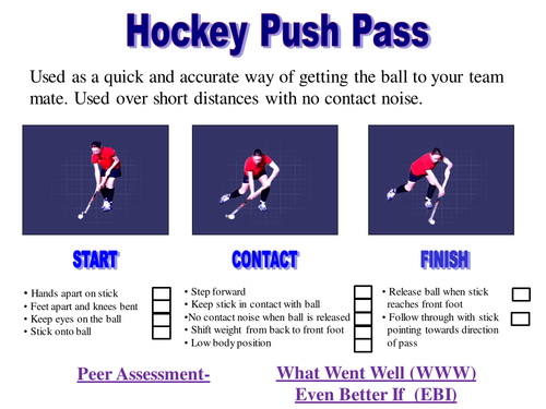 Hockey Push Pass Resource and Self Assessment | Teaching Resources