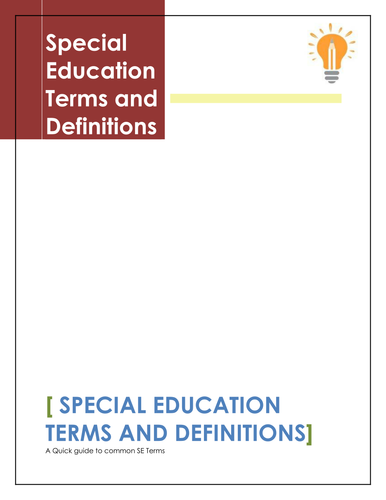 Special Education Terms | Teaching Resources