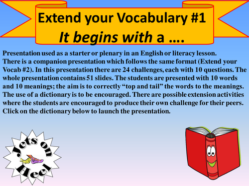 It begins with a #1... Extend your vocabulary | Teaching Resources