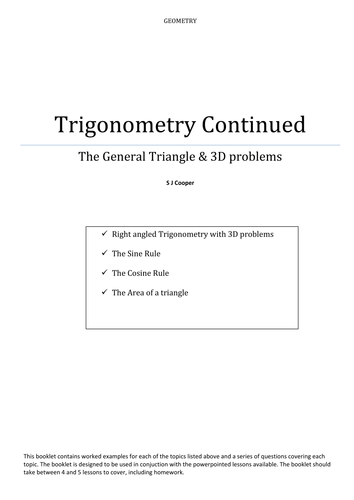 Further Trigonometry Problems question booklet | Teaching Resources