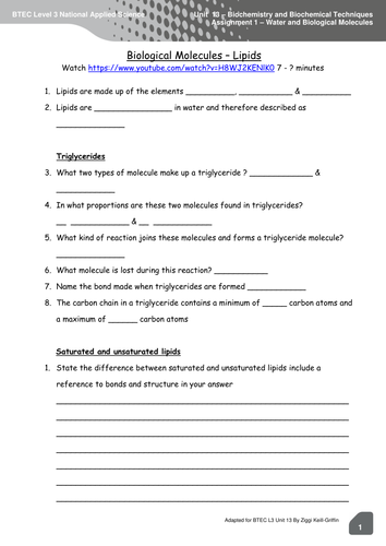 Lipids - structures and functions | Teaching Resources
