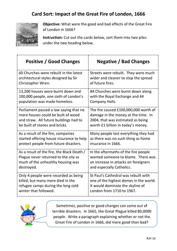 Card Sort: Impact of the Great Fire of London, 1666. | Teaching Resources