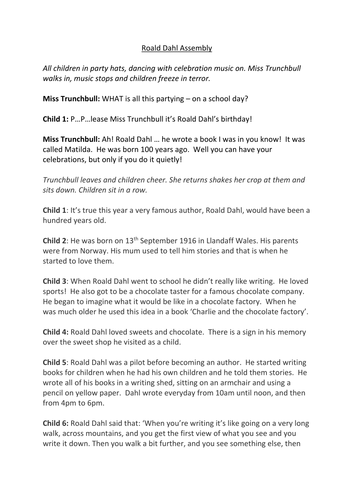 Roald Dahl assembly | Teaching Resources