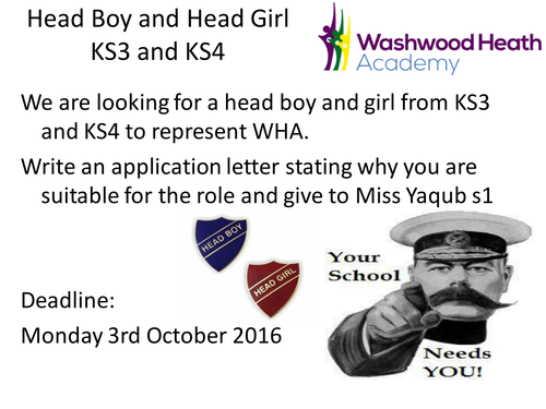 Head boy and girl poster | Teaching Resources