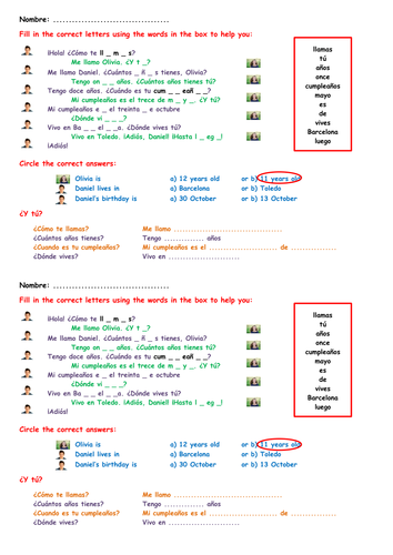 KS3 Spanish starter - basics (name/age/birthday/where you live ...