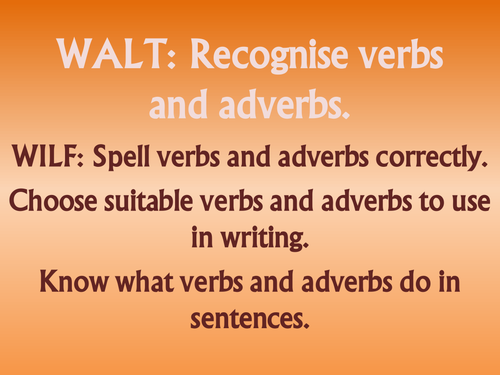 Powerpoint about verbs and adverbs | Teaching Resources
