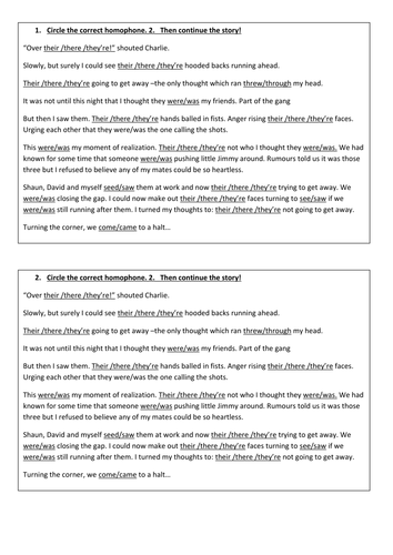 KS3 Homophone worksheet | Teaching Resources