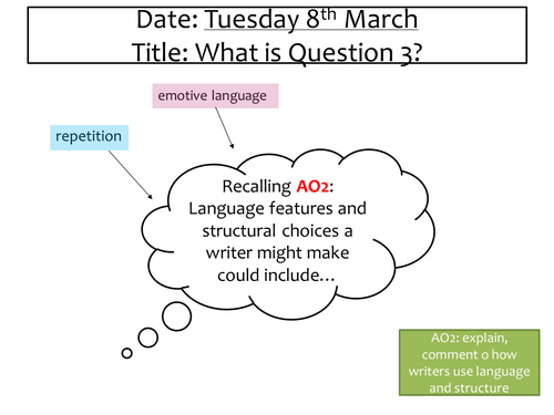 AQA Language Paper 2, Q3 | Teaching Resources