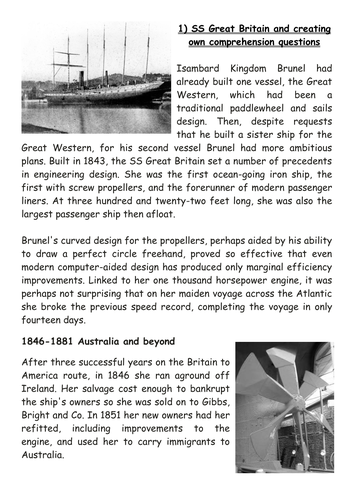 SS Great Britain reading comprehension | Teaching Resources