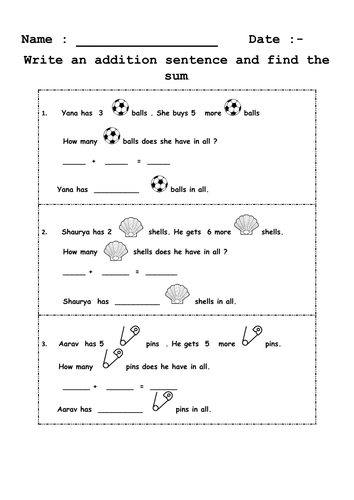 addition word problem | Teaching Resources