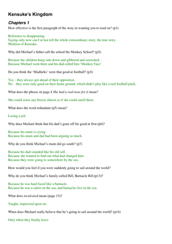 Michael Morpurgo Kensuke's Kingdom - Sample Guided Reading | Teaching ... Michael Morpurgo Kensuke's Kingdom - Sample Guided Reading | Teaching ...